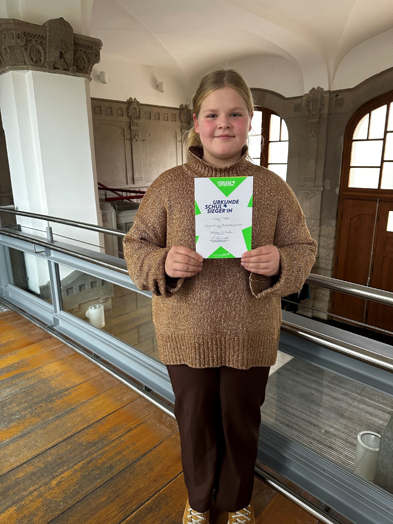 Schulsiegerin des Vorlesewettbewerbs – Gymnasium Philanthropinum